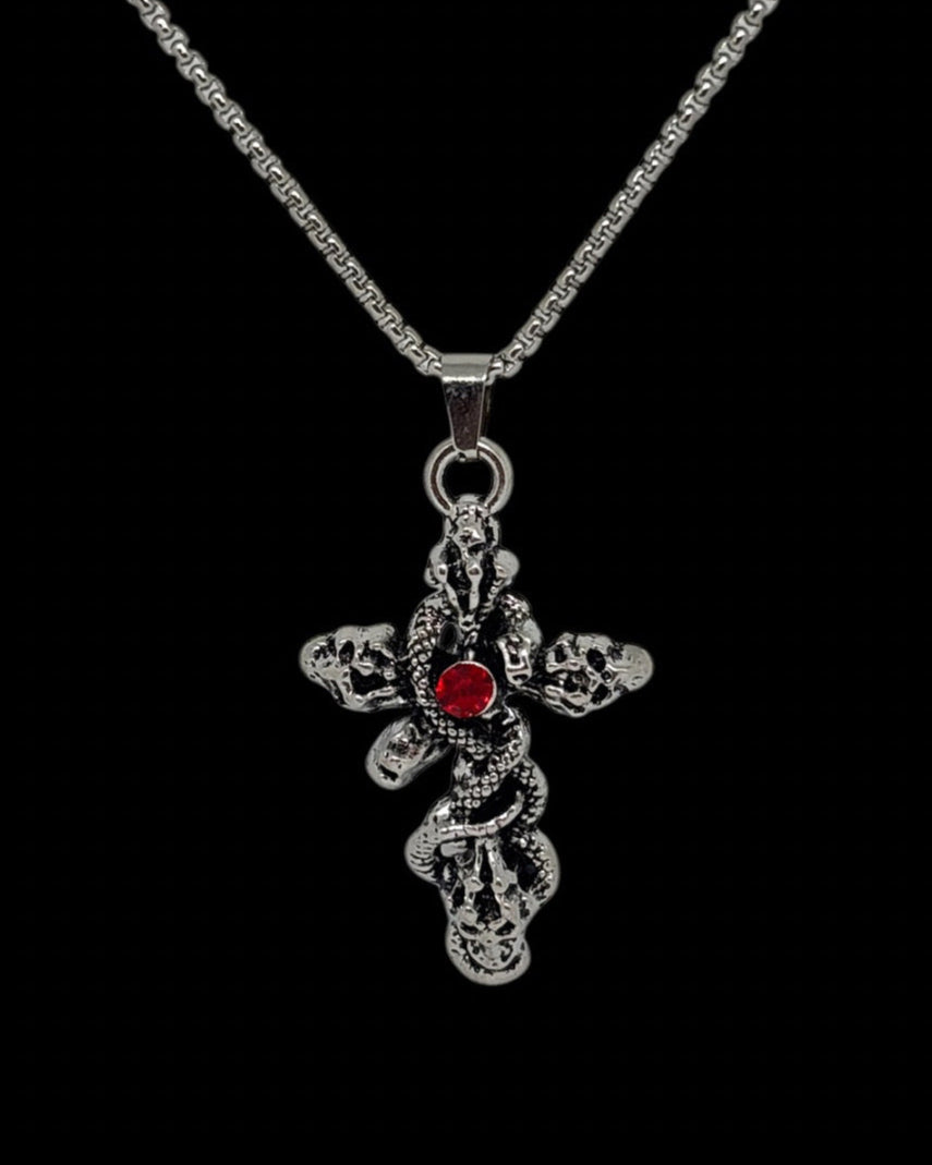Red Snake Cross Necklace – MidnightGothic