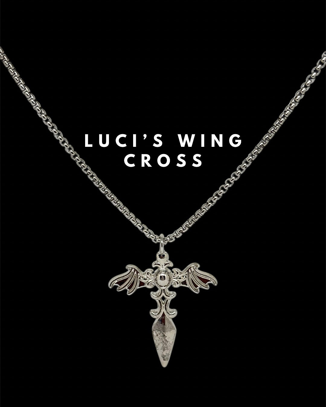 Luci’s Wing Cross Necklace – MidnightGothic